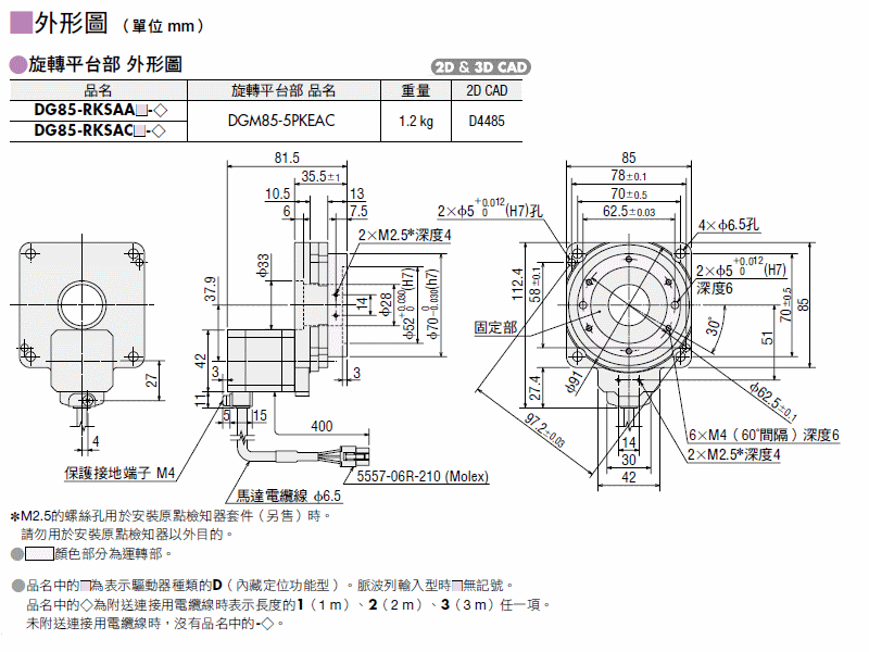 DG85-RKSACD | DGII系列 | 台灣東方馬達